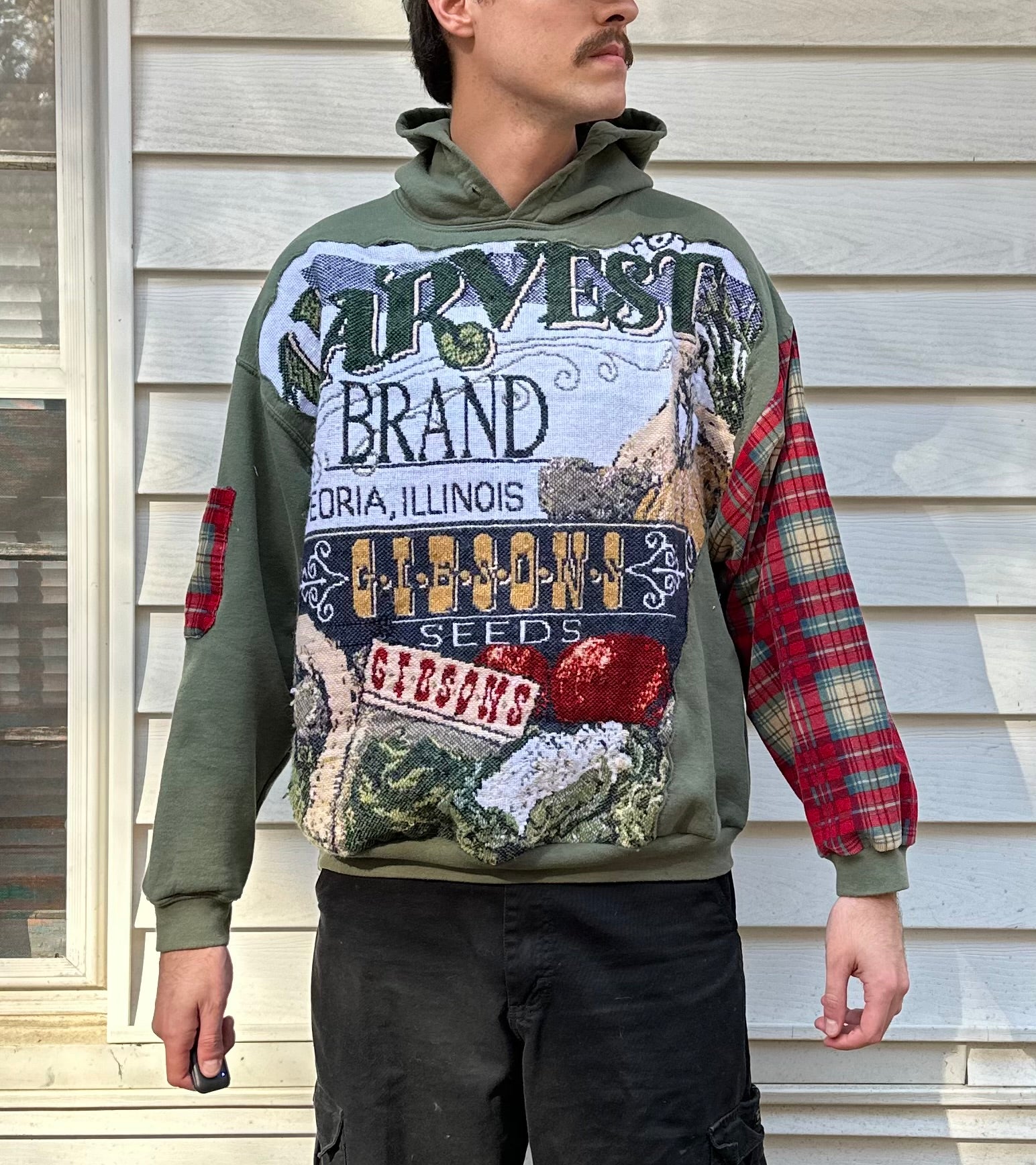 1 of 1 Handmade Fall Harvest Green Blanket Hoodie – Oshu Studios